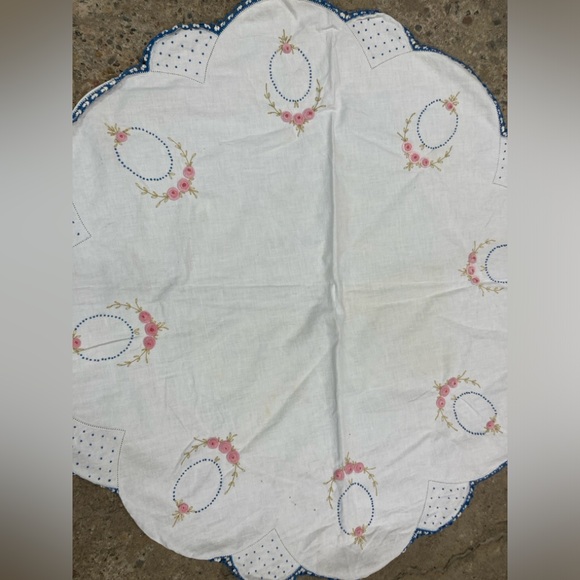 Dining | Antique Embroidered Round Tablecloth For A Small Table | Poshmark